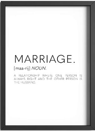 BDP-2 Wall Art Posters Bedroom Funny Quotes "MARRIAGE" – BELARTE UK