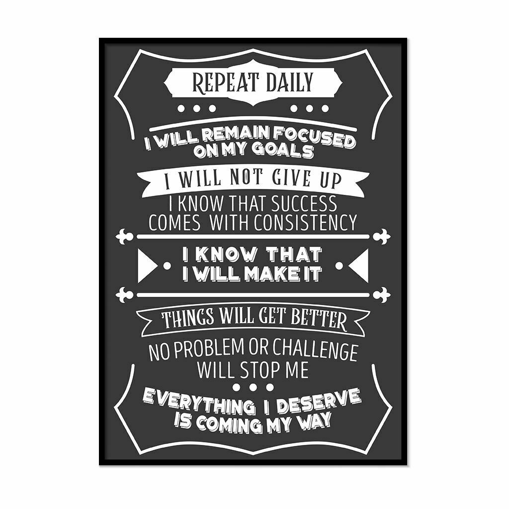 MP-60 Wall Art Posters Funny Motivational Quotes "Repeat daily ...